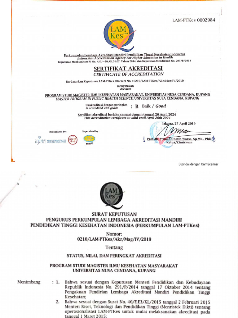 Sertifikat Akreditasi IKM Undana | PDF