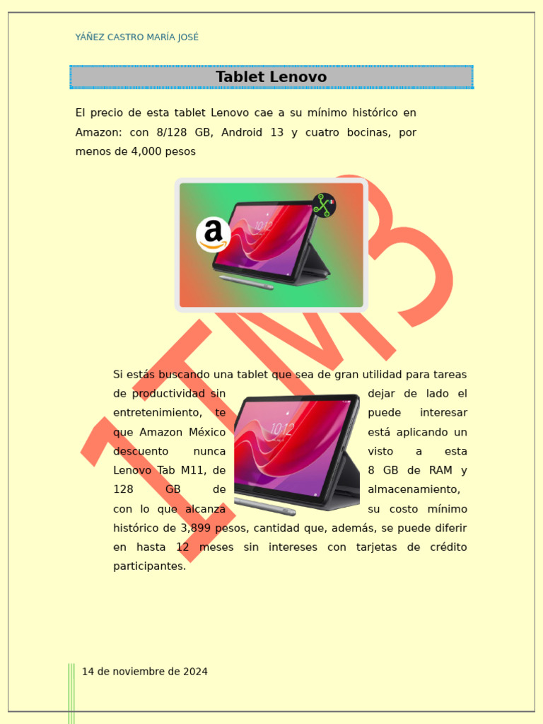 PracticaN°13 1TM3 YañezCastroMariaJose | PDF | Tableta | Hardware de la computadora