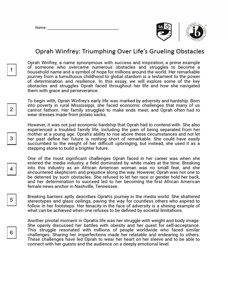 Oprah Winfrey: Overcoming Life's Challenges | PDF | Oprah Winfrey ...