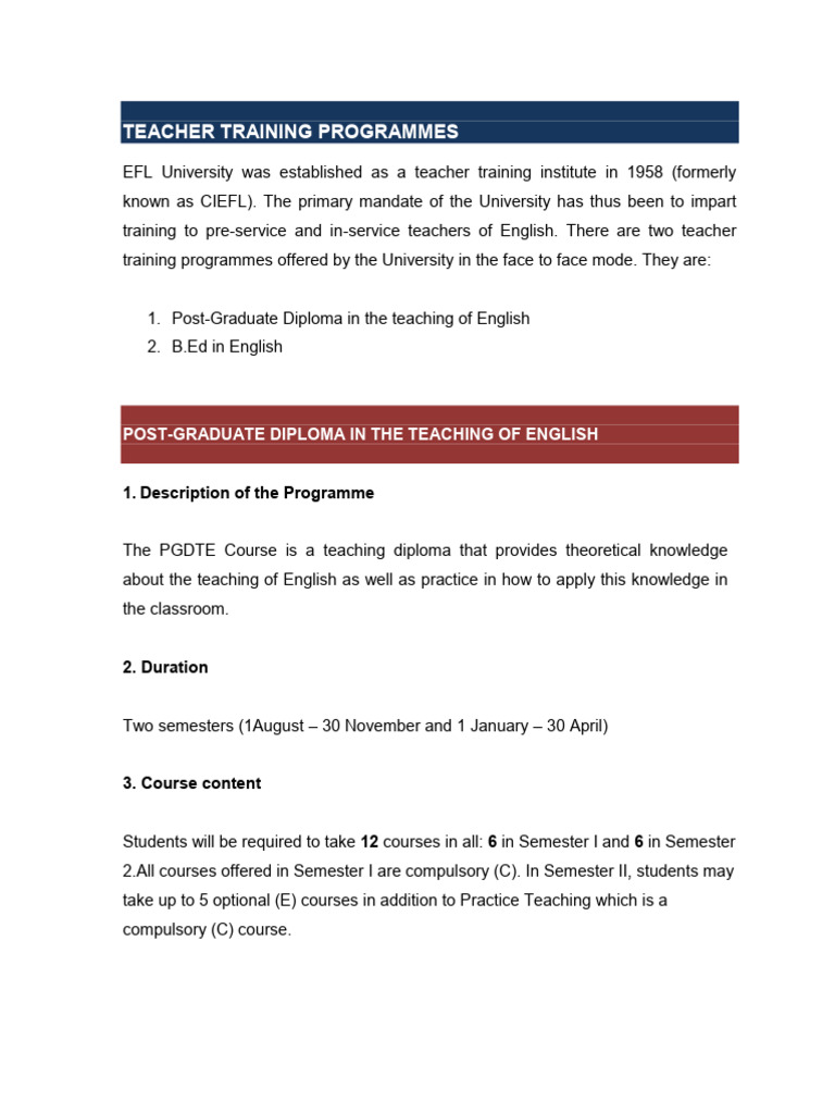 Teacher Training Programmes | PDF | Language Education | Pedagogy