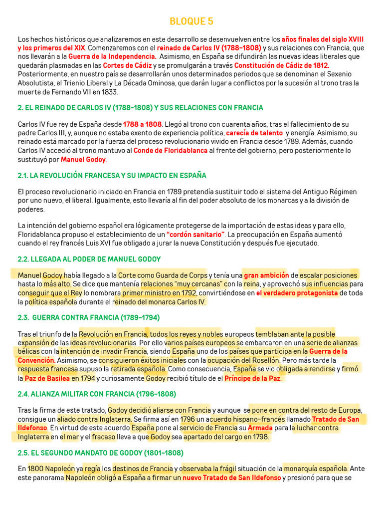 Bloque IV | PDF | Guerra peninsular | Napoleón