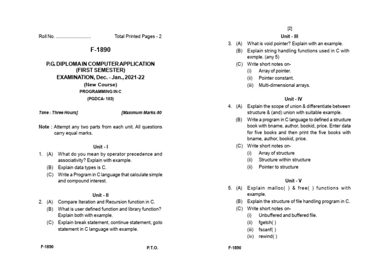 Programing In C 2021 22 Pdf C Programming Language Pointer