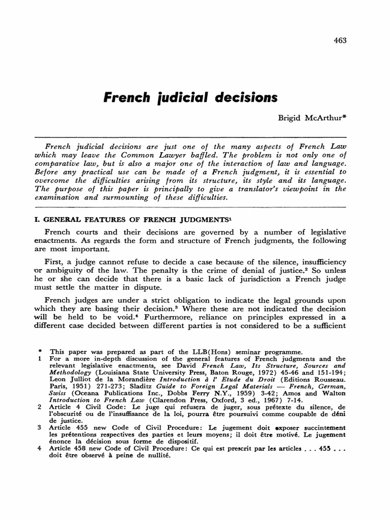 French Judicial Decision | PDF | Judgment (Law) | Translations