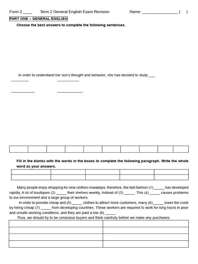 2324 - T2 - General English - Exam - Review - Key | PDF | Verb | Adverb