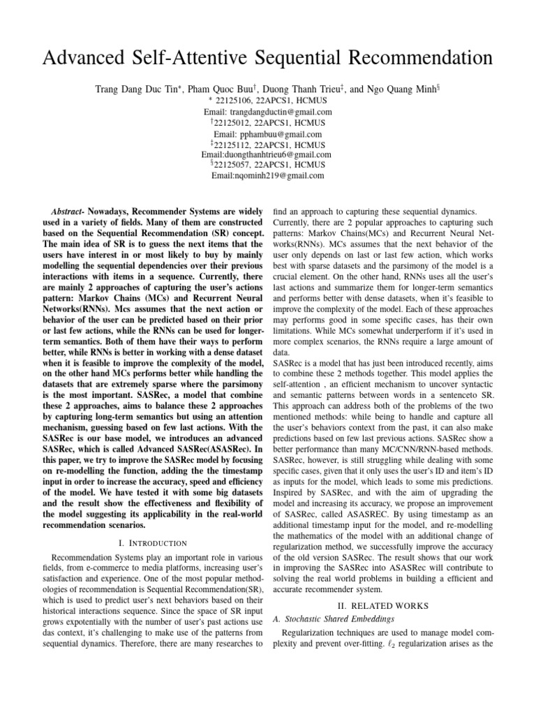 Advanced Sequential Recommender | PDF | Deep Learning | Artificial ...