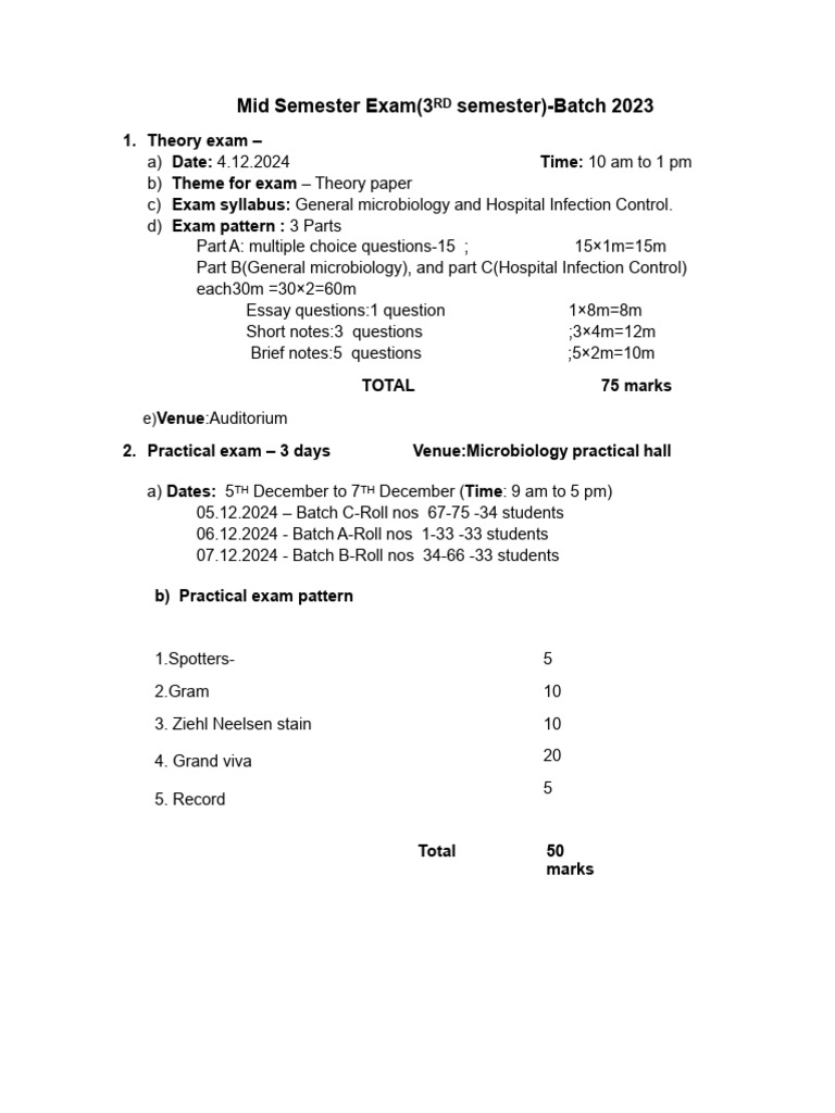 Mid Sem Exam-3rd Sem | PDF