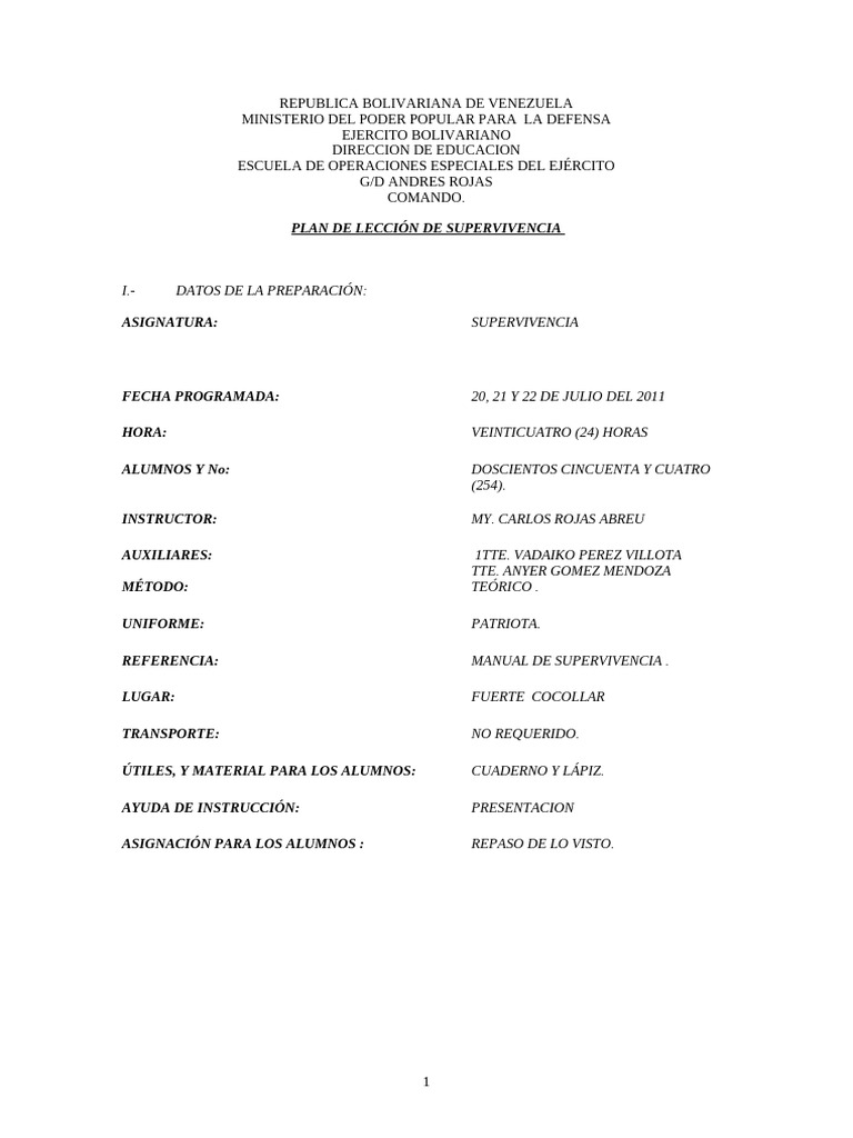 Curso de Supervivencia Militar 2011 | PDF | Alimentos