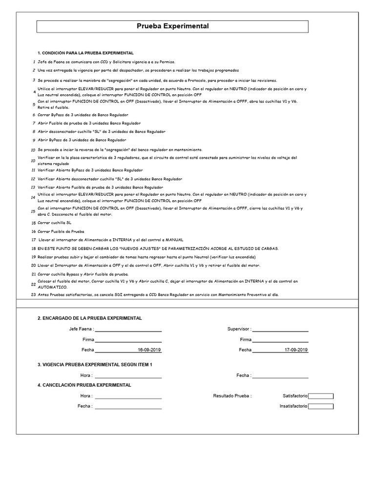 Prueba Experimental BBRR | PDF | Cambiar | Electricidad