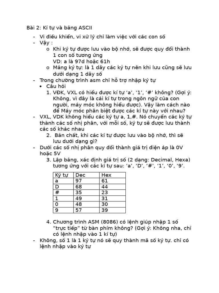 Ký T Và ASCII | PDF