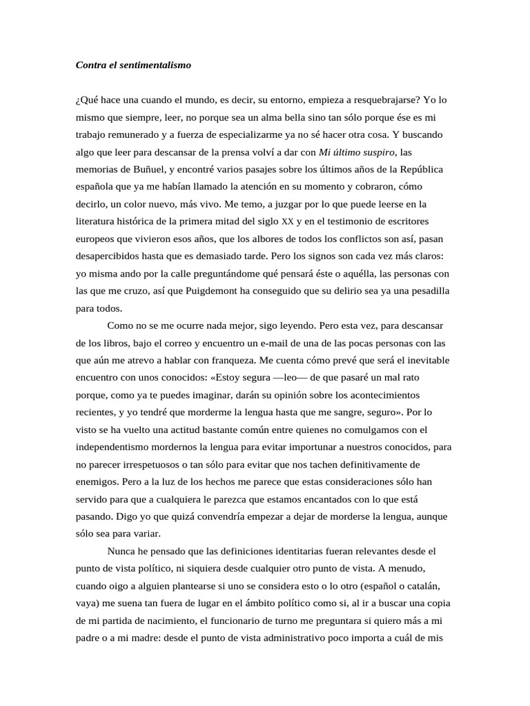 Elisenda Julibert, Contra El Sentimentalismo | PDF | España | Gobierno ...