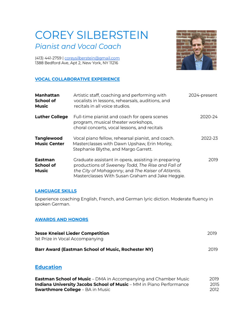 Pianist & Vocal Coach Profile | PDF