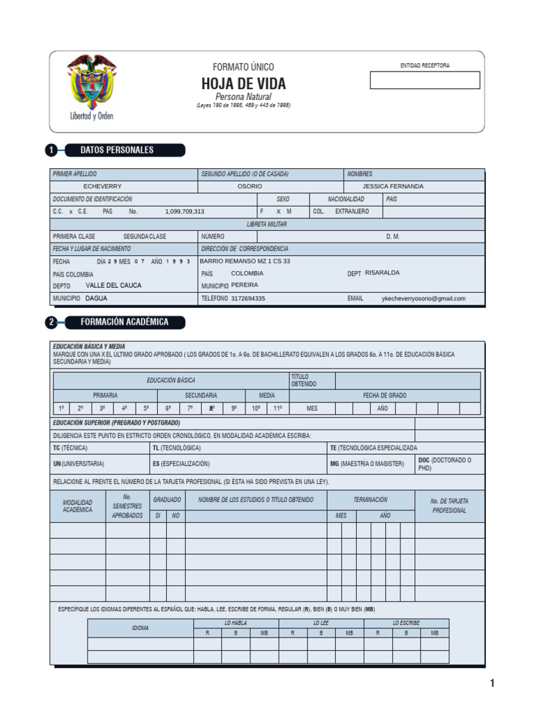 Formato Hoja de Vida Funcion Publica PDF Editable (1) .PDF Editado 2 | PDF