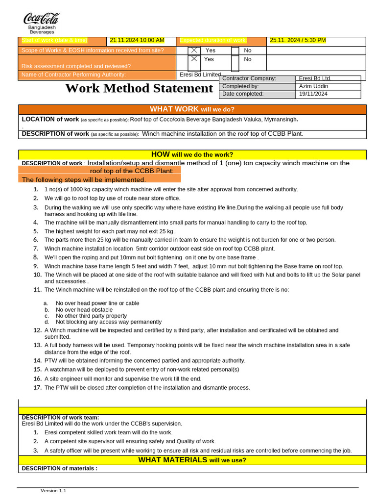 Eresi BD - Hoist or Winch Machine Installation and Dismantle Method ...