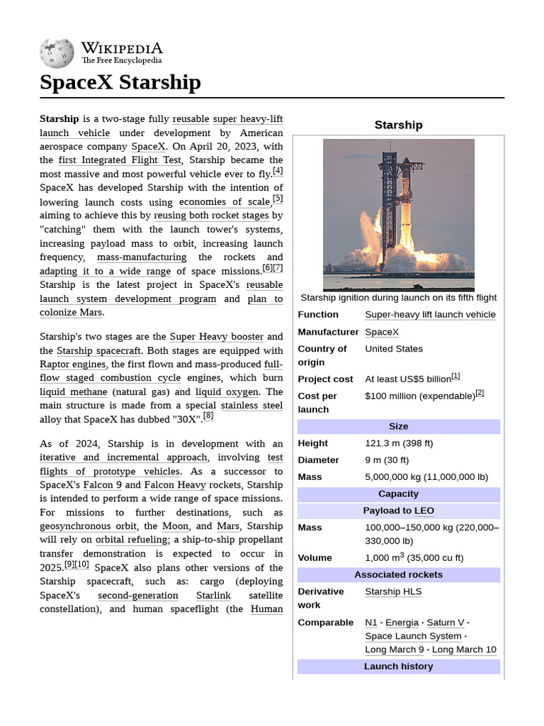 SpaceX Starship | PDF | Space X | Flight