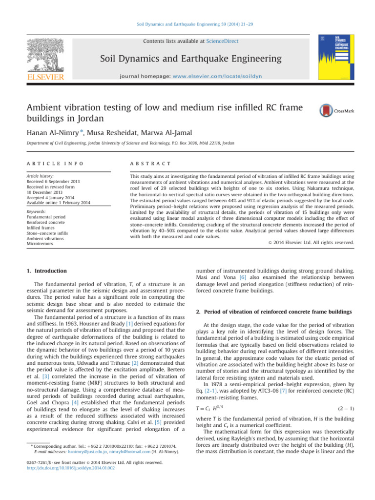 Ambient Vibration Testing of Low and Medium Rise - 2014 - Soil Dynamics ...