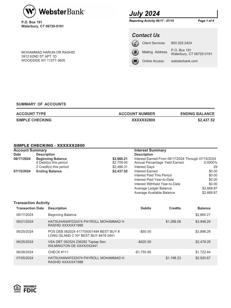 All year | PDF | Overdraft | Debits And Credits