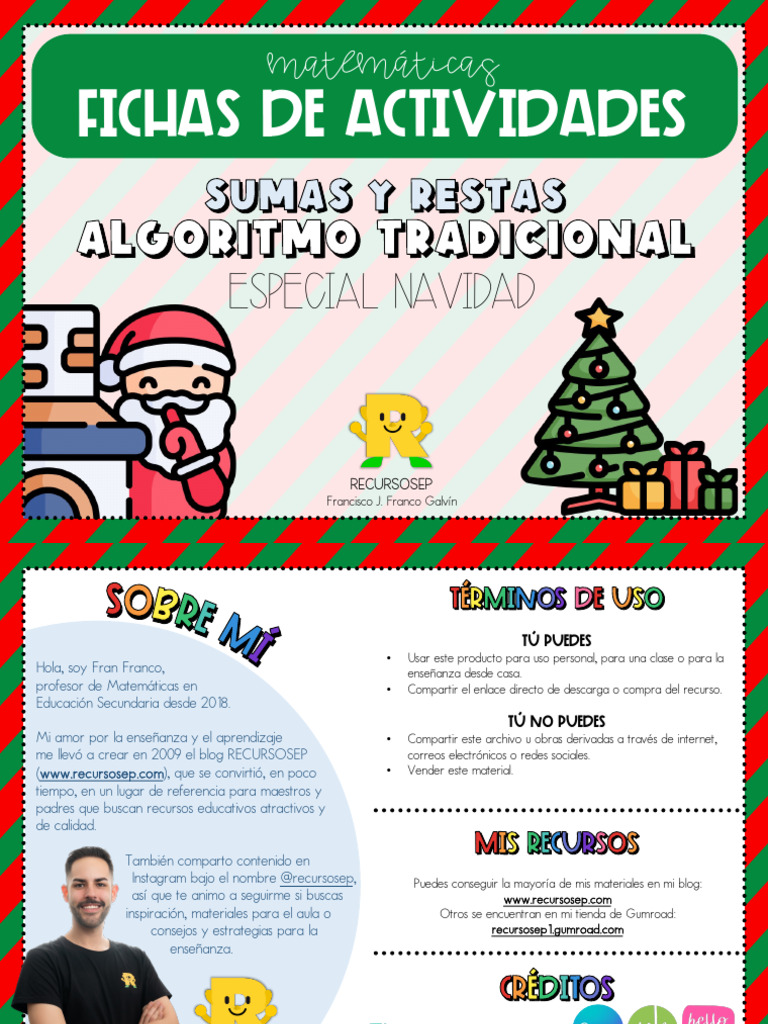 Sumas Restas Navidad Recursosep | PDF | Sustracción | Enseñando