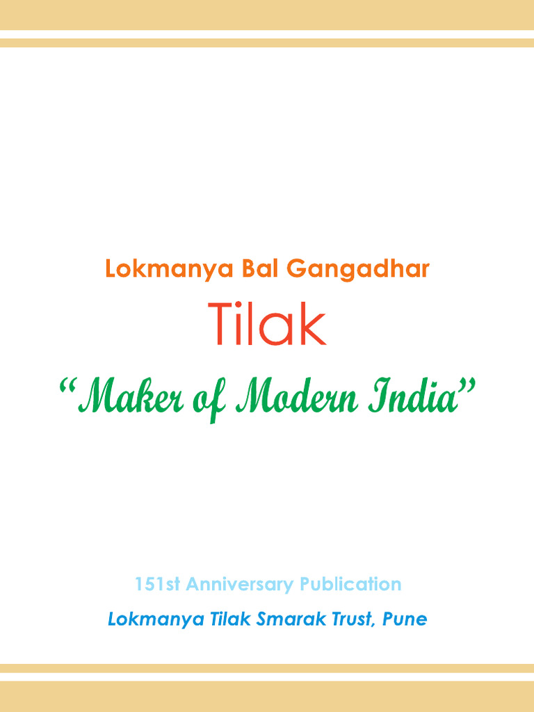 Lokmanya Bal Gangadhar Tilak Maker of Modern India | PDF