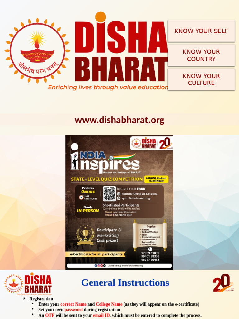 Disha Bharat Quiz Registration Guide | PDF | Computing | Cyberspace