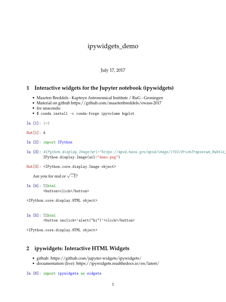 Jupyter Notebook Interactive Widgets | PDF | Software | Computer Programming