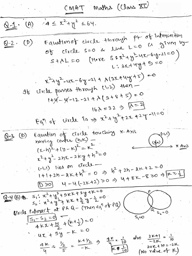 Class Xi - Cmat Solution | PDF
