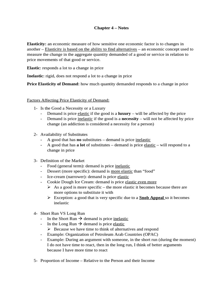 Chapter 4 Notes | PDF | Elasticity (Economics) | Demand