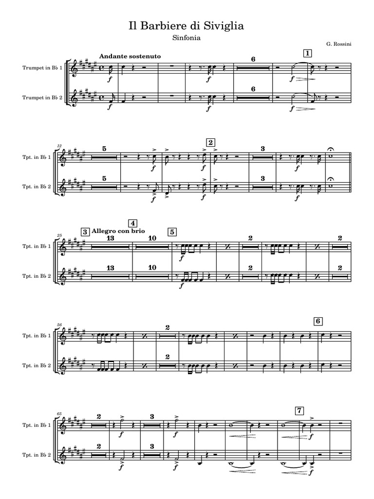 Il Barbiere Di Siviglia - Overture (BB TRP.) | PDF | Opera | Italian Music