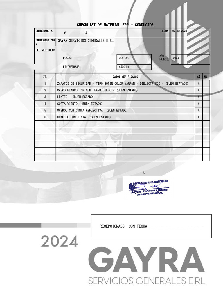 Checklist de Material Epp | PDF