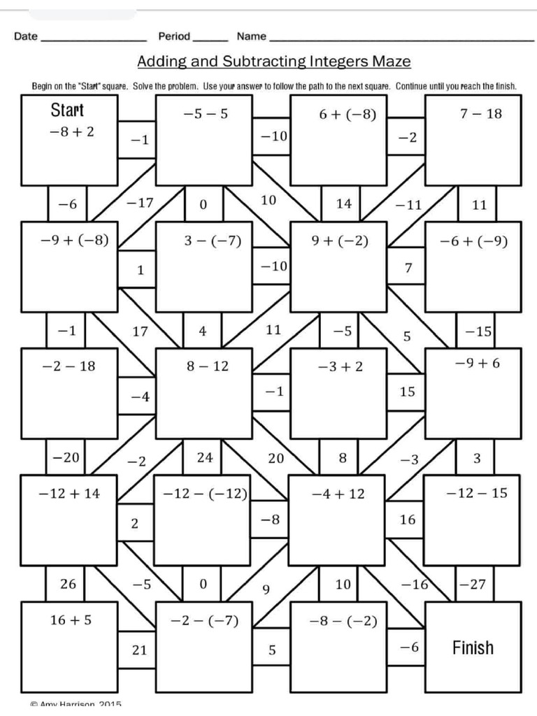 Negative Numbers Maze | PDF
