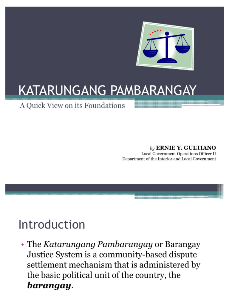 Overview of Katarungang Pambarangay | PDF | Oath Of Office | Mediation