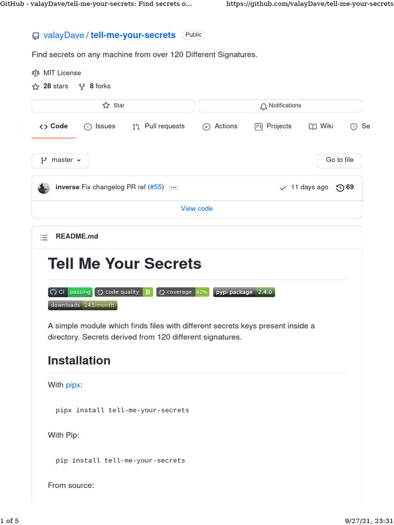 GitHub ValayDave Tell Me Your Secrets Find Secrets on Any Machine | PDF | File Transfer Protocol ...