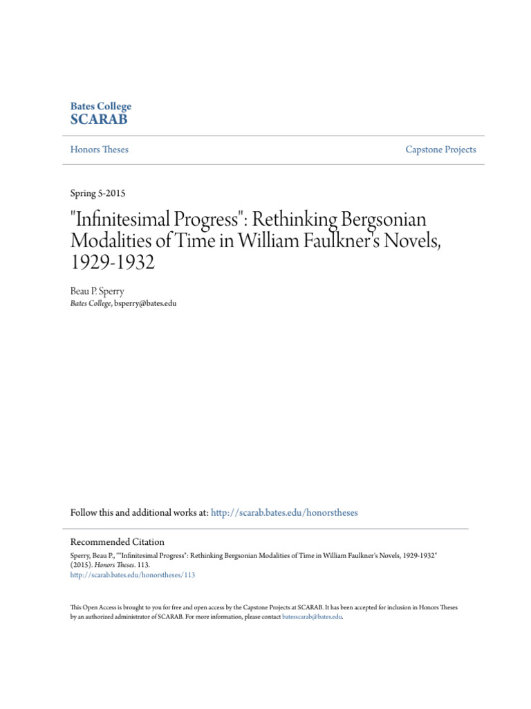 Rethinking Bergsonian Modalities of Ti | PDF | William Faulkner | Henri ...