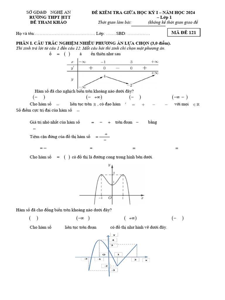 ĐỀ GIỮA HKI TOÁN 12 HTT 2024 2025 | PDF