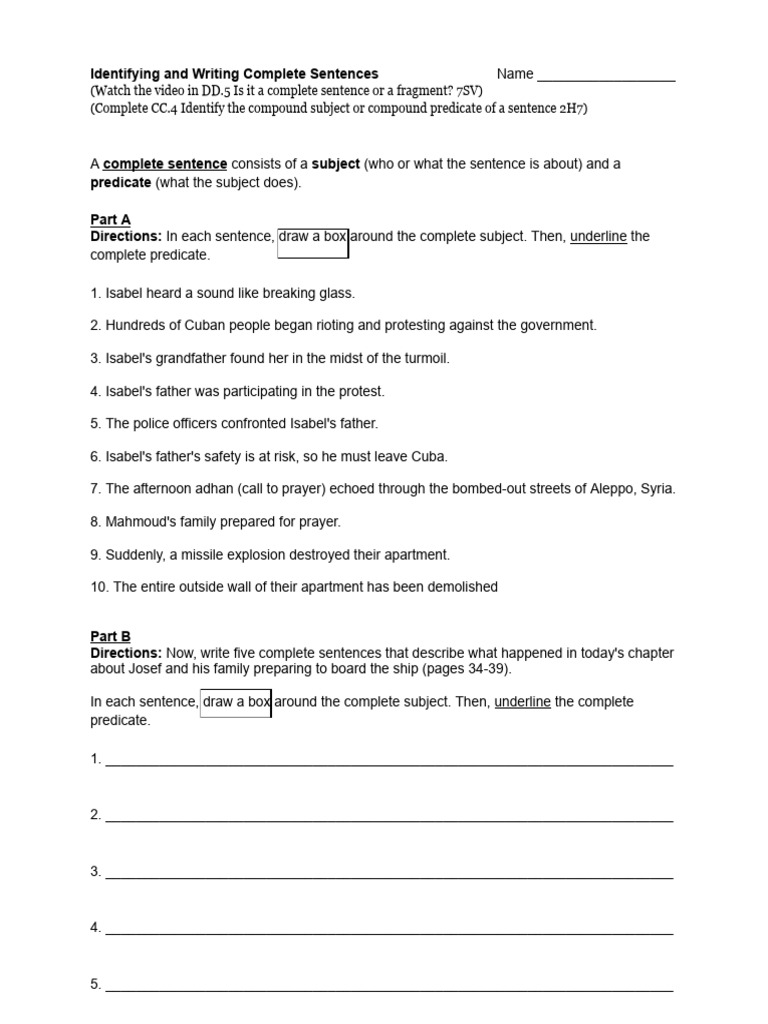 Subjects and Predicates | PDF