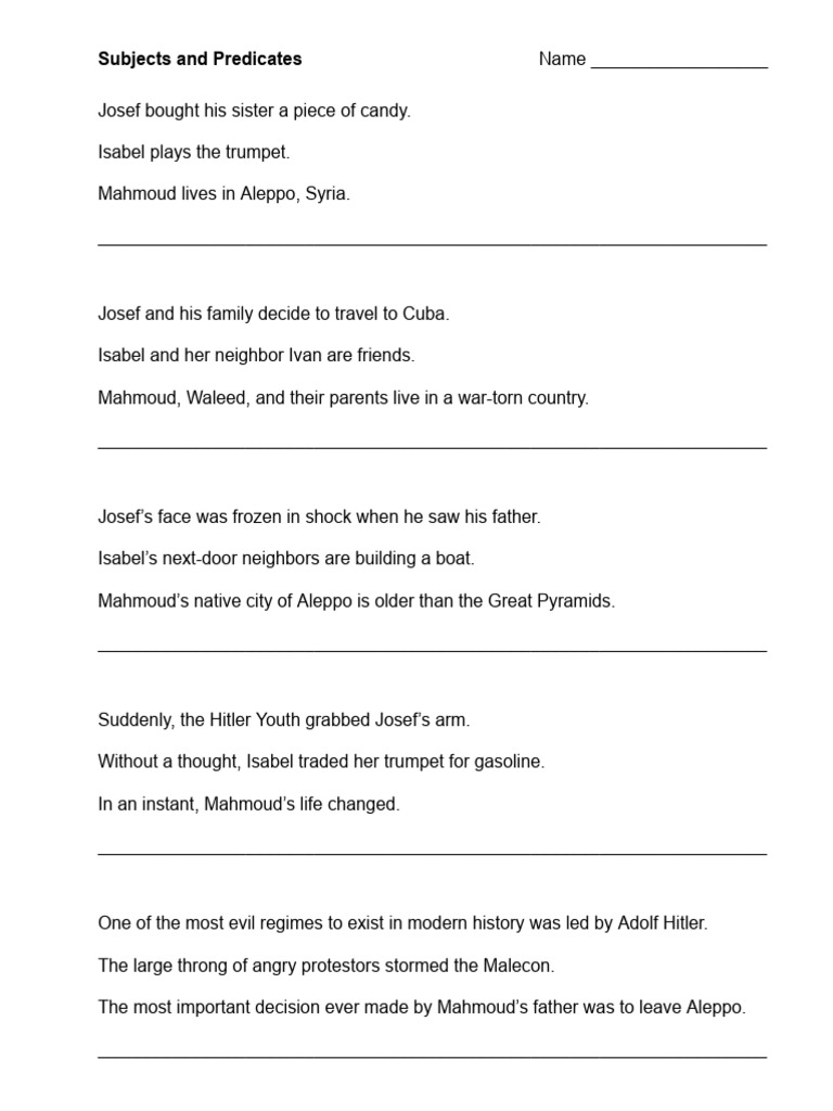 Grammar Practice: Subjects & Predicates | PDF
