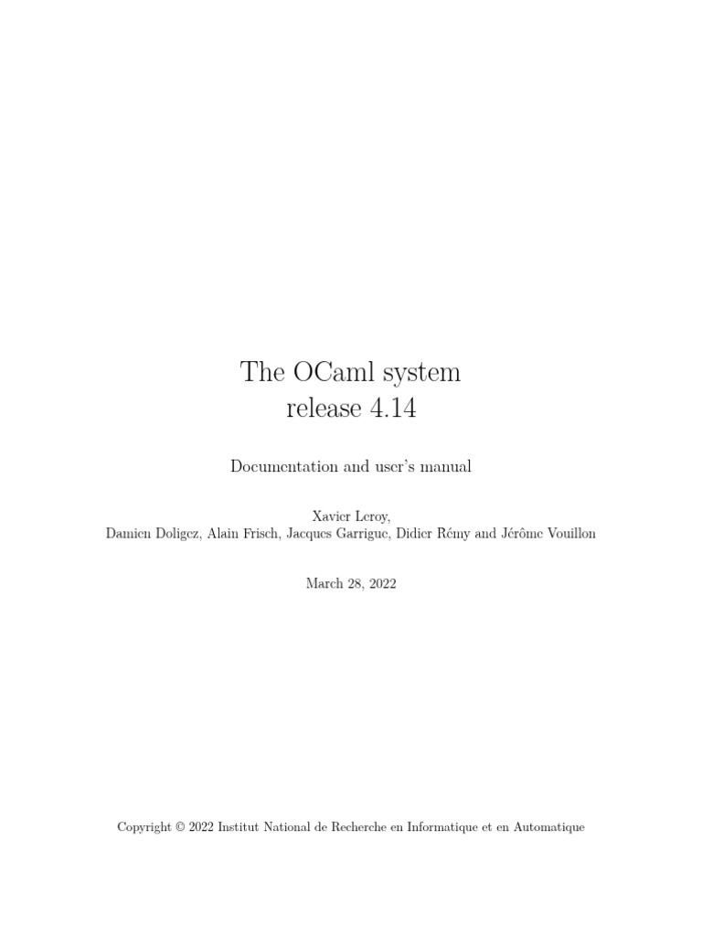 Ocaml 4.14 Refman | PDF | Data Type | Integer (Computer Science)
