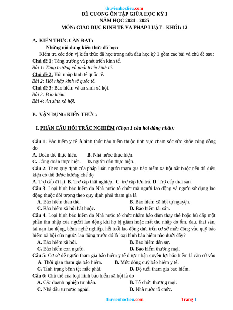 thuvienhoclieu.com-De-cuong-on-tap-giua-HK1-GDKT-va-PL-12-nam-24-25 | PDF