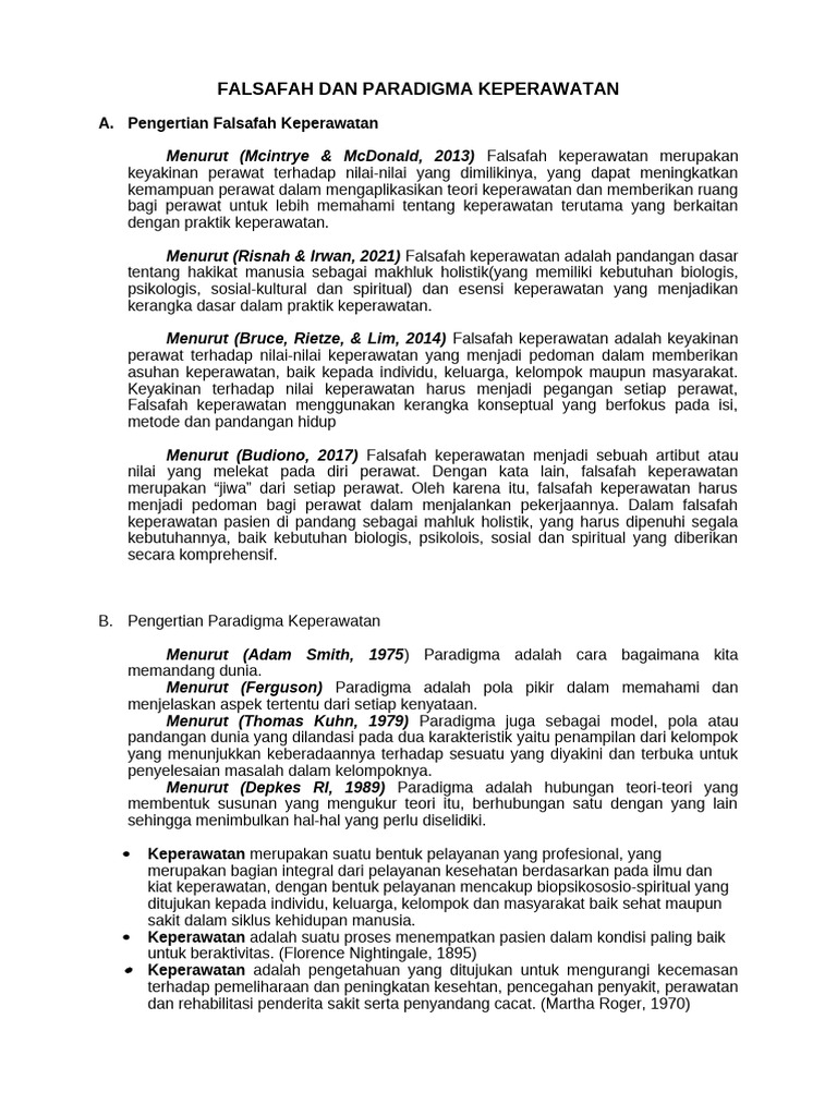 Falsafah Keperawatan Dan Paradigma Keperawatan | PDF