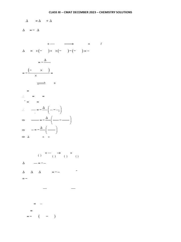 CMAT December 2023 Chemistry Solutions | PDF | Classical Mechanics ...