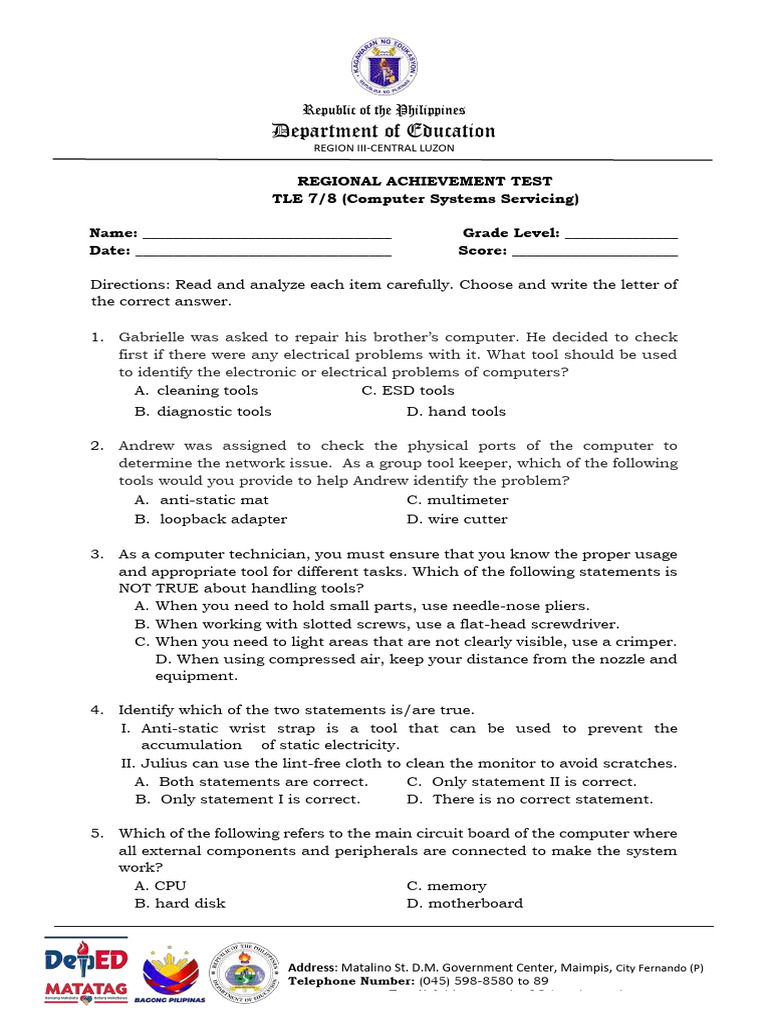 RAT - AT - TLE - CSS - Grade 7 - 8 | PDF | Electrical Network | Series ...