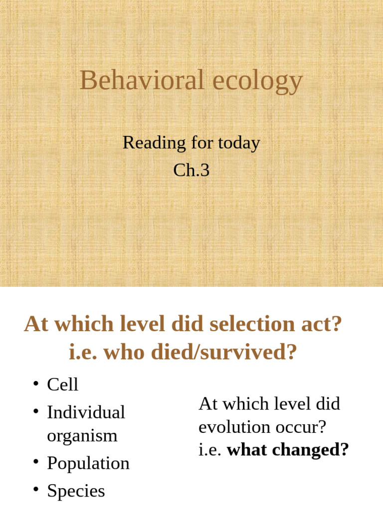 2.behavioral Ecology | PDF | Foraging | Ethology