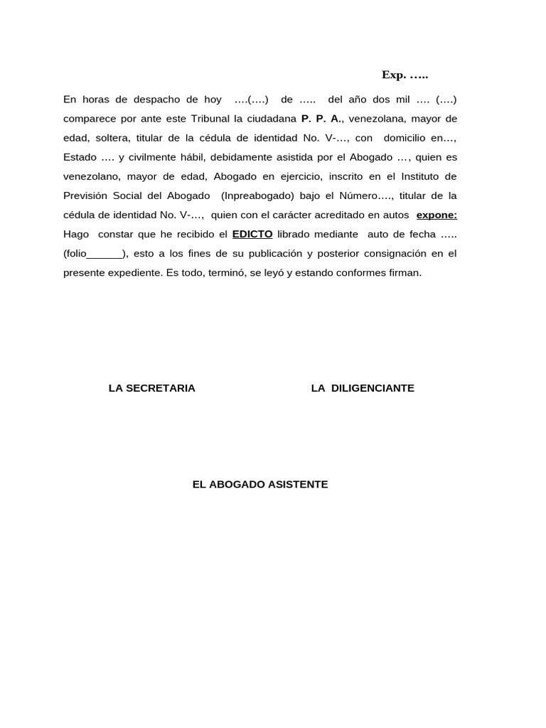 Diligencia Retirando Edicto DUUH | PDF