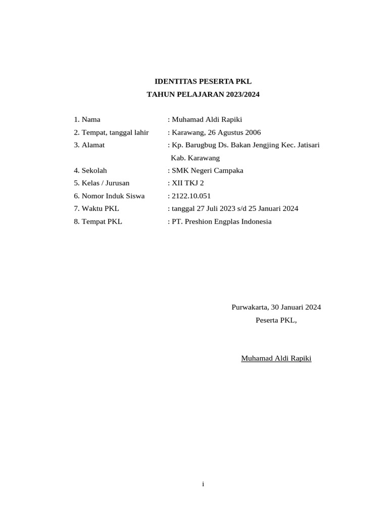 Laporan PKL Aldii | PDF