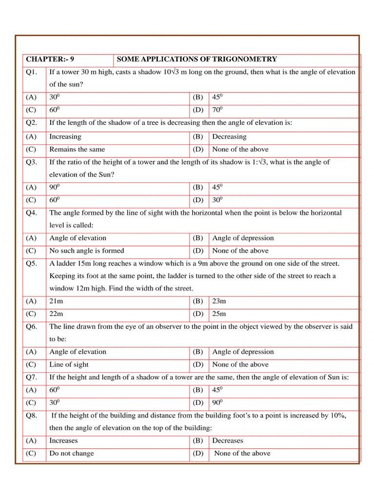 Class - XTH Mathematics Preparation of Question Bank For Objective Type ...