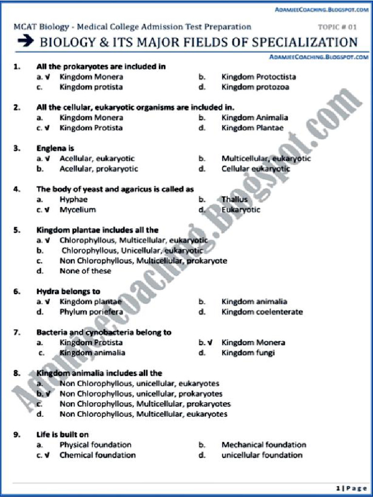 Biology Mdcat Part 1 | PDF