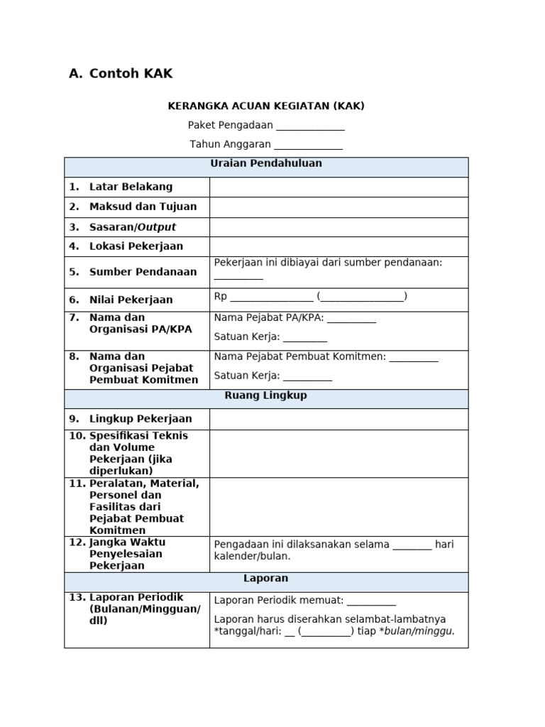 Contoh KAK | PDF