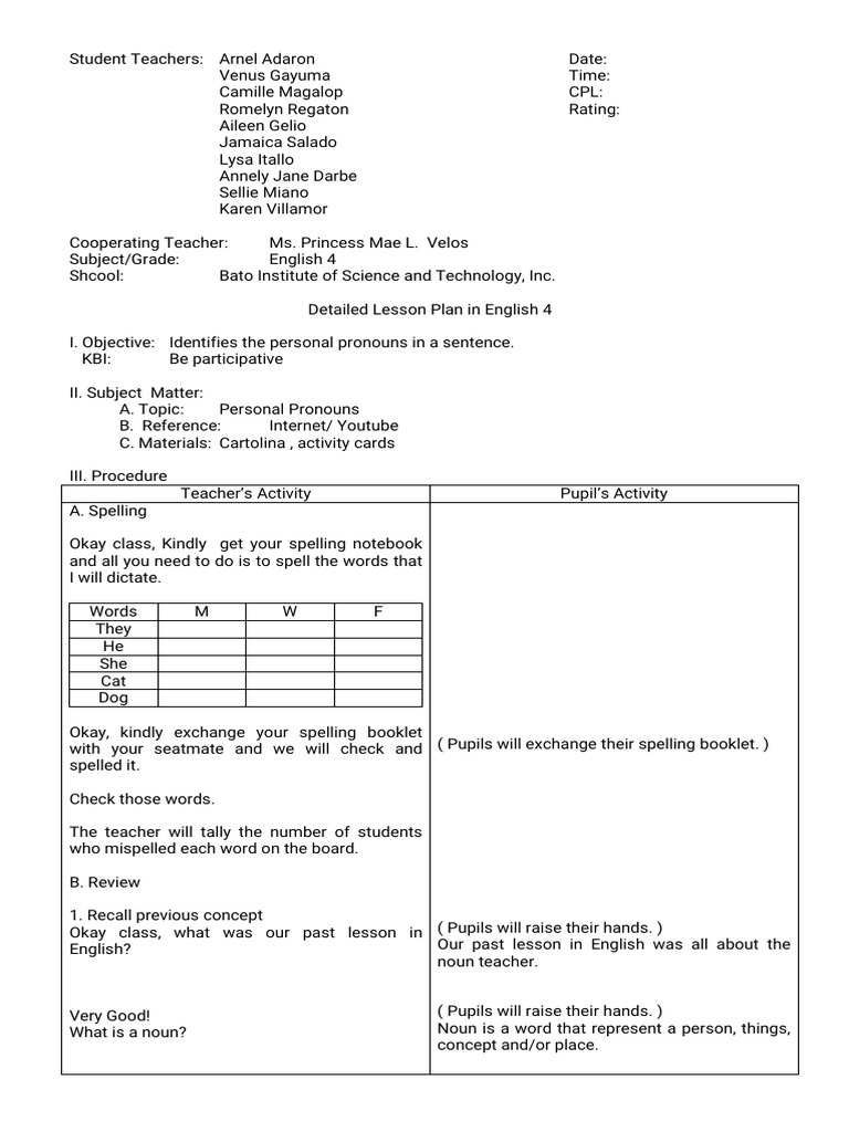 Revised DLP | PDF | Part Of Speech | Linguistics