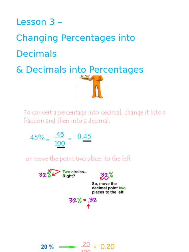 Lesson 3 - Changing Percentages Into Decimals Mas | PDF