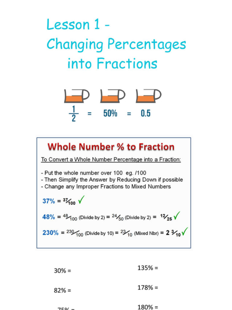 Understanding Percentages and Fractions | PDF
