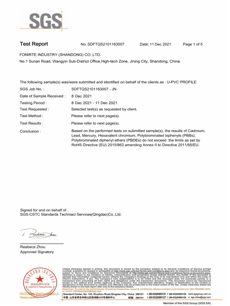 Fonirte SGS Rohs Test Report | PDF
